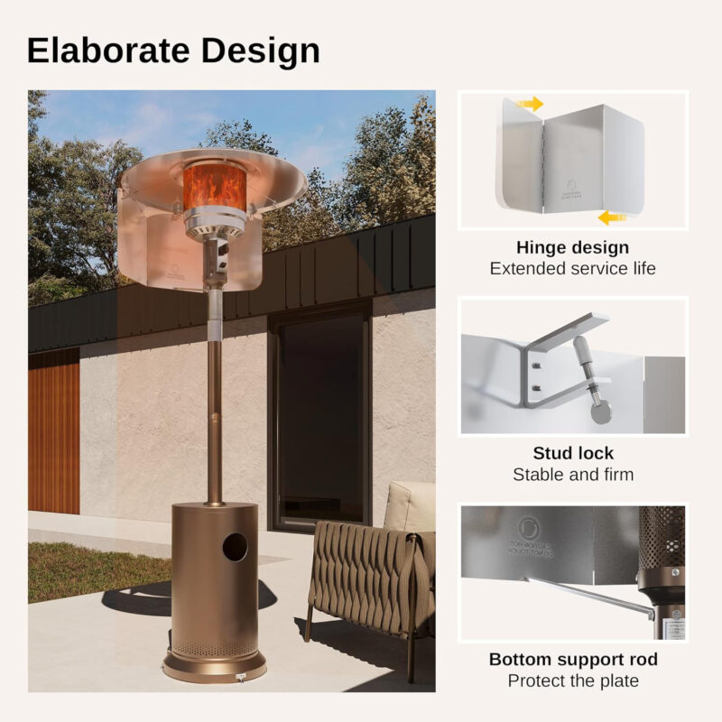 patio heater foldable heat focusing reflector for wind guard and gas ...